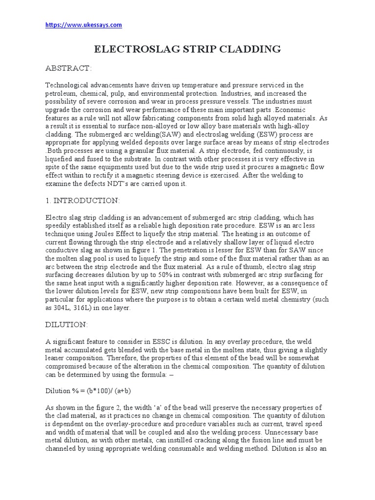 Electro-Slag Strip Cladding Overview | PDF | Welding | Construction