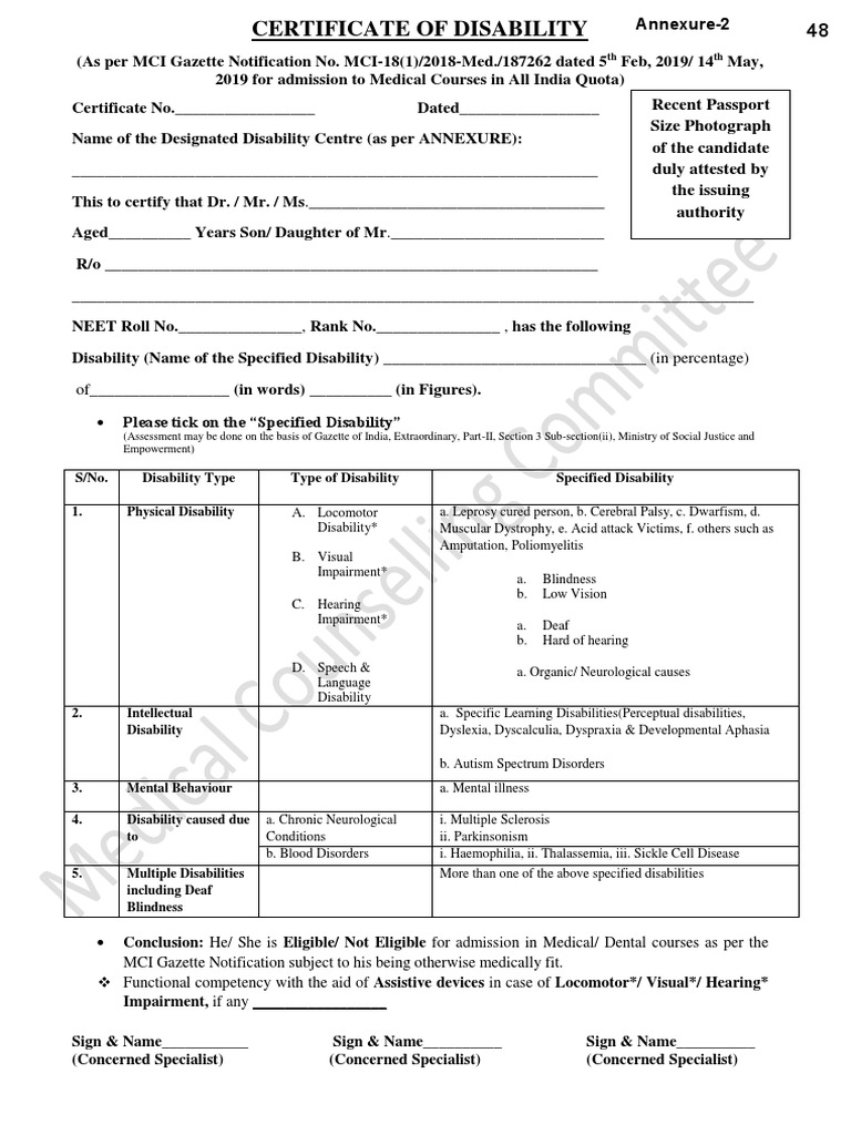 PWD Certificate Format | PDF | Visual Impairment | Disability