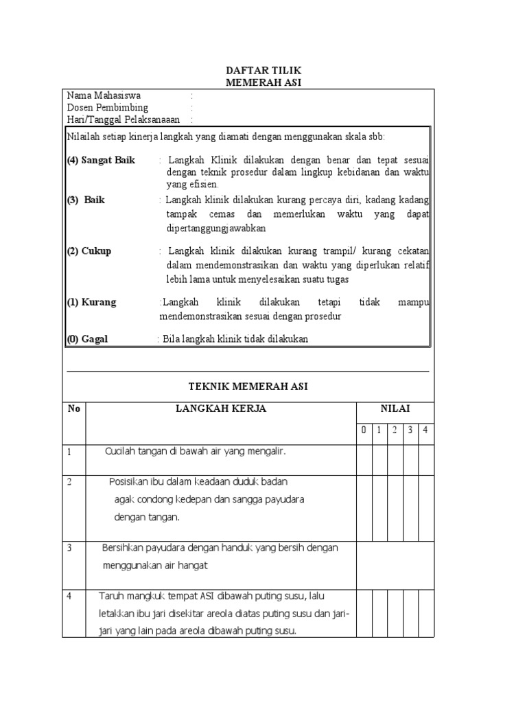 DAFTAR TILIK Cara Memerah ASI Manual | PDF