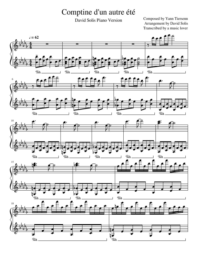 Comptine D'un Autre Été: David Solis Piano Version | PDF | Leisure