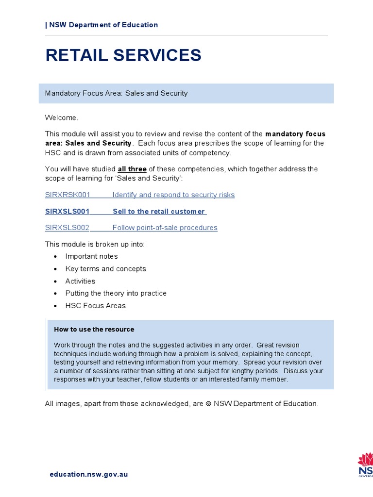 Retail Services: - NSW Department of Education | PDF | Point Of Sale ...