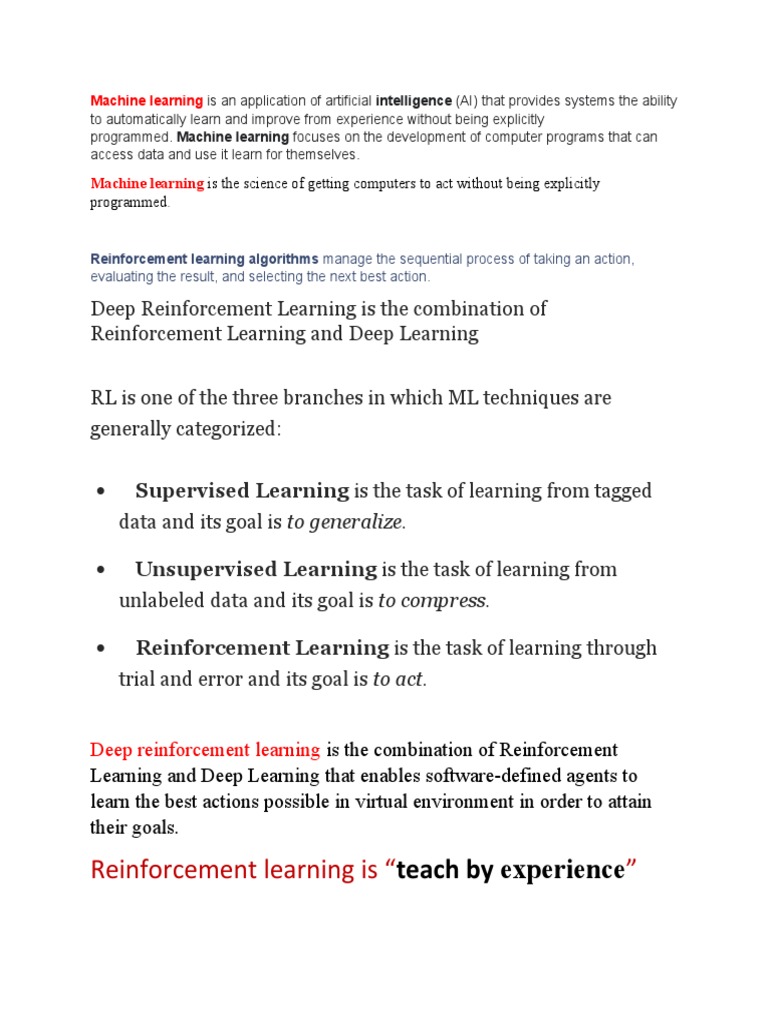 Reinforcement Learning Is " ": Teach by Experience | PDF | Machine ...
