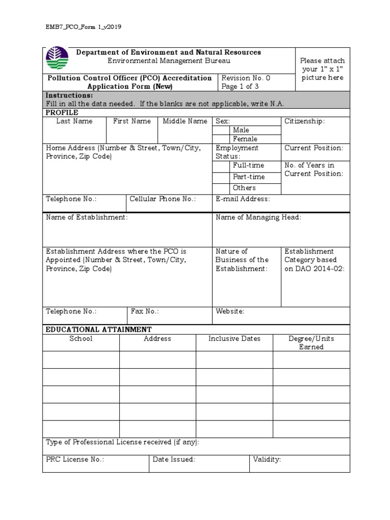 Form 1 PCO Application Form | PDF | Business