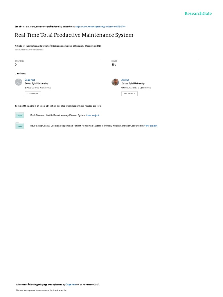 Real Time Total Productive Maintenance System | PDF | Digital Rights ...
