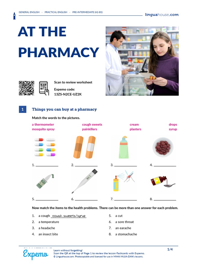 At The Pharmacy British English Student Ver2 1 | PDF | Pharmacy ...