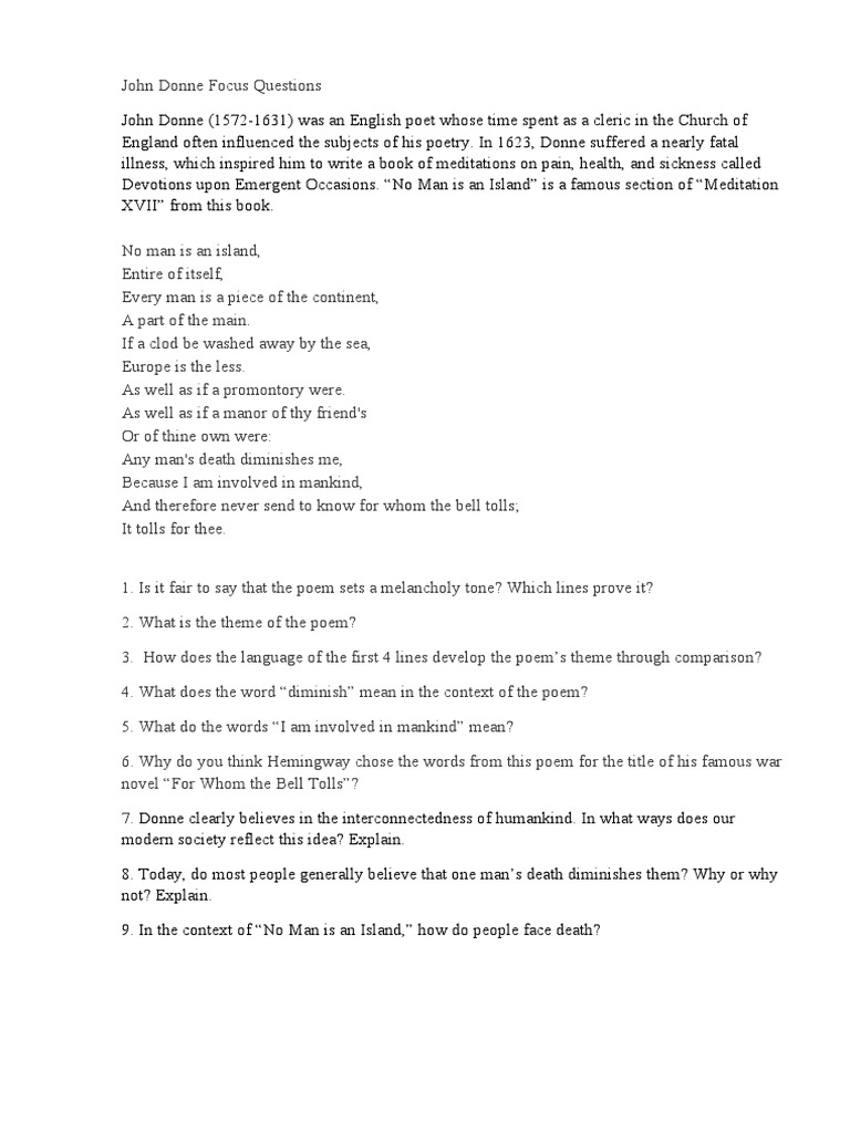 Study Questions - John Donne | PDF