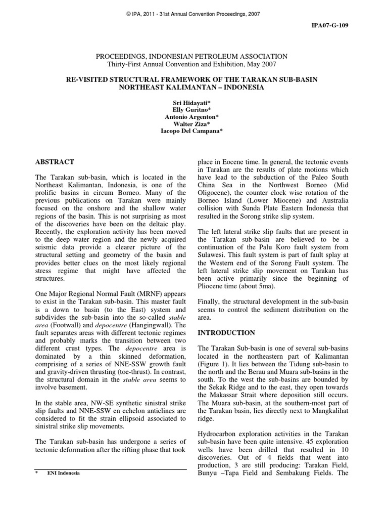 Re-Visited Structural Framework of The Tarakan Sub-Basin Northeast ...