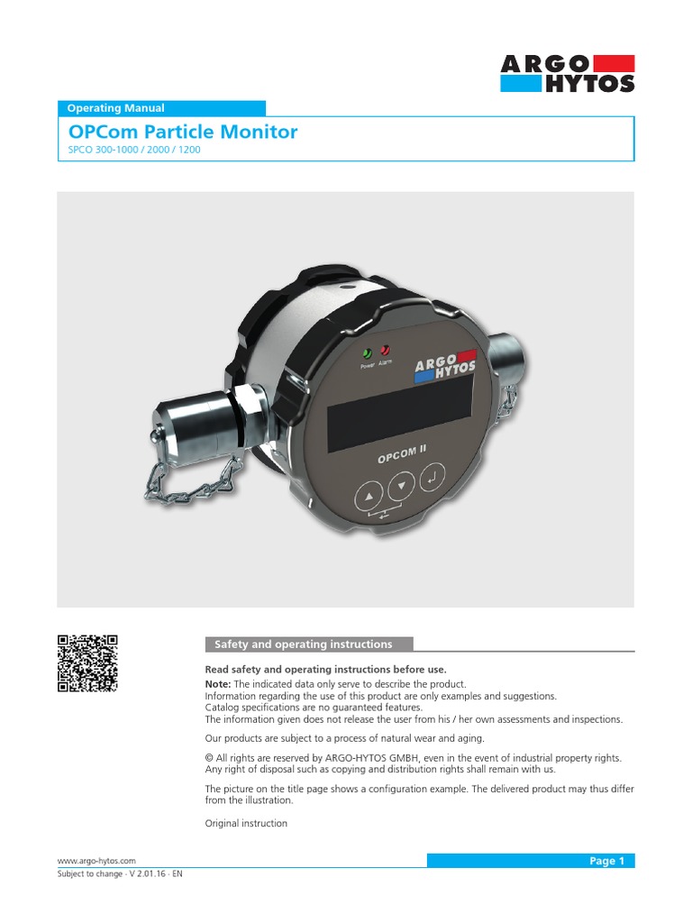 Opcom Particle Monitor: Operating Manual | PDF | Documentation | Safety