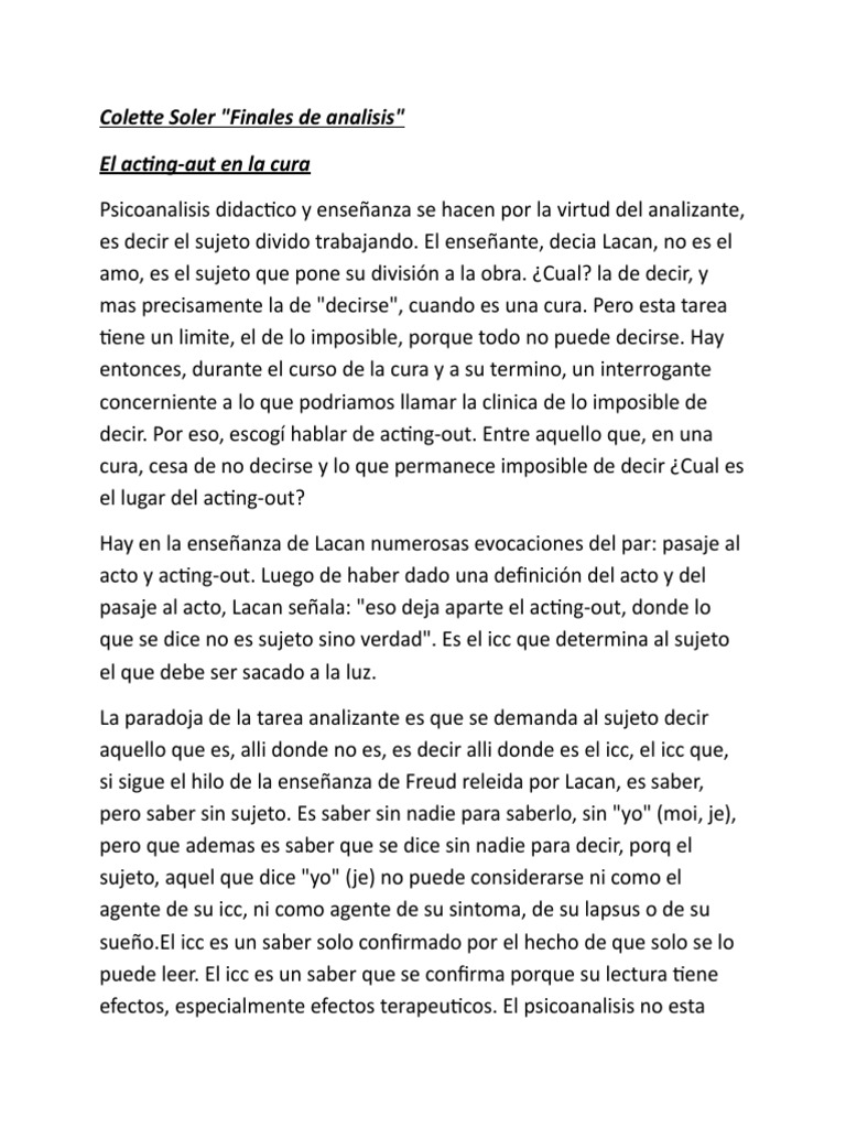 Colette Soler | Descargar gratis PDF | Sigmund Freud | Psicoanálisis