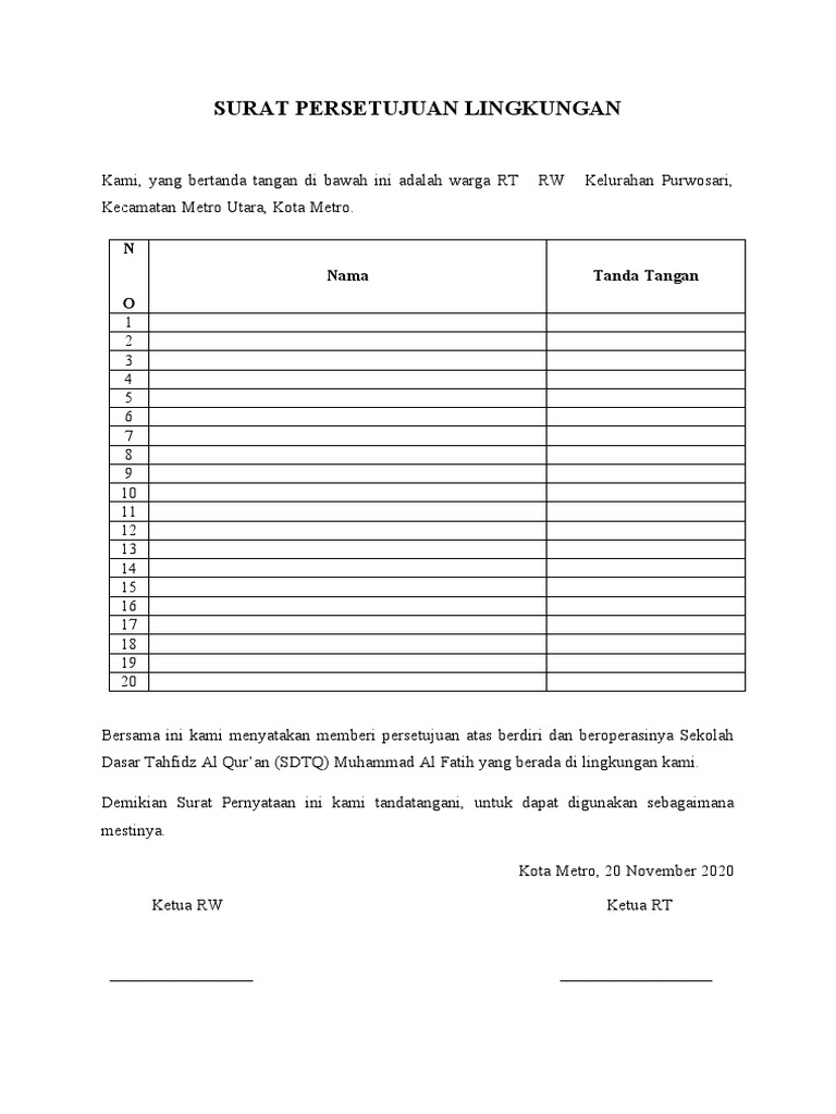 Surat Persetujuan Lingkungan | PDF