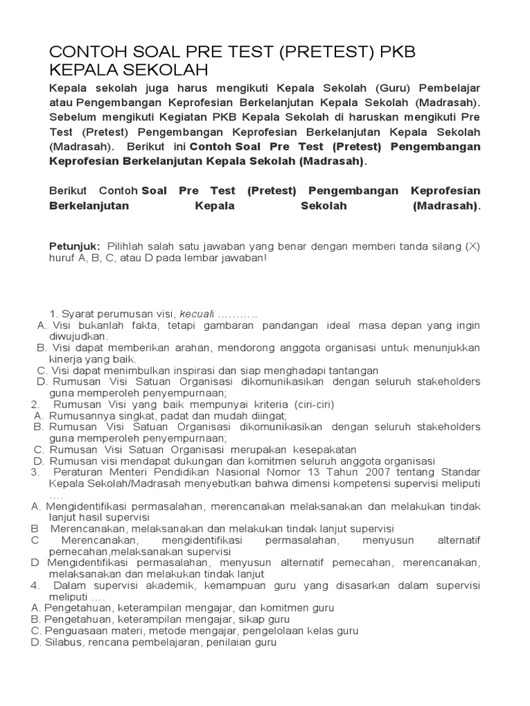 Contoh Soal Pre Test | PDF