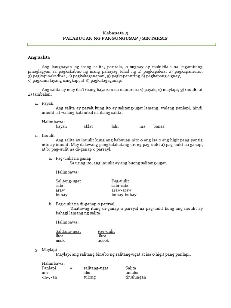 Kabanata 5 - Pangungusap | PDF