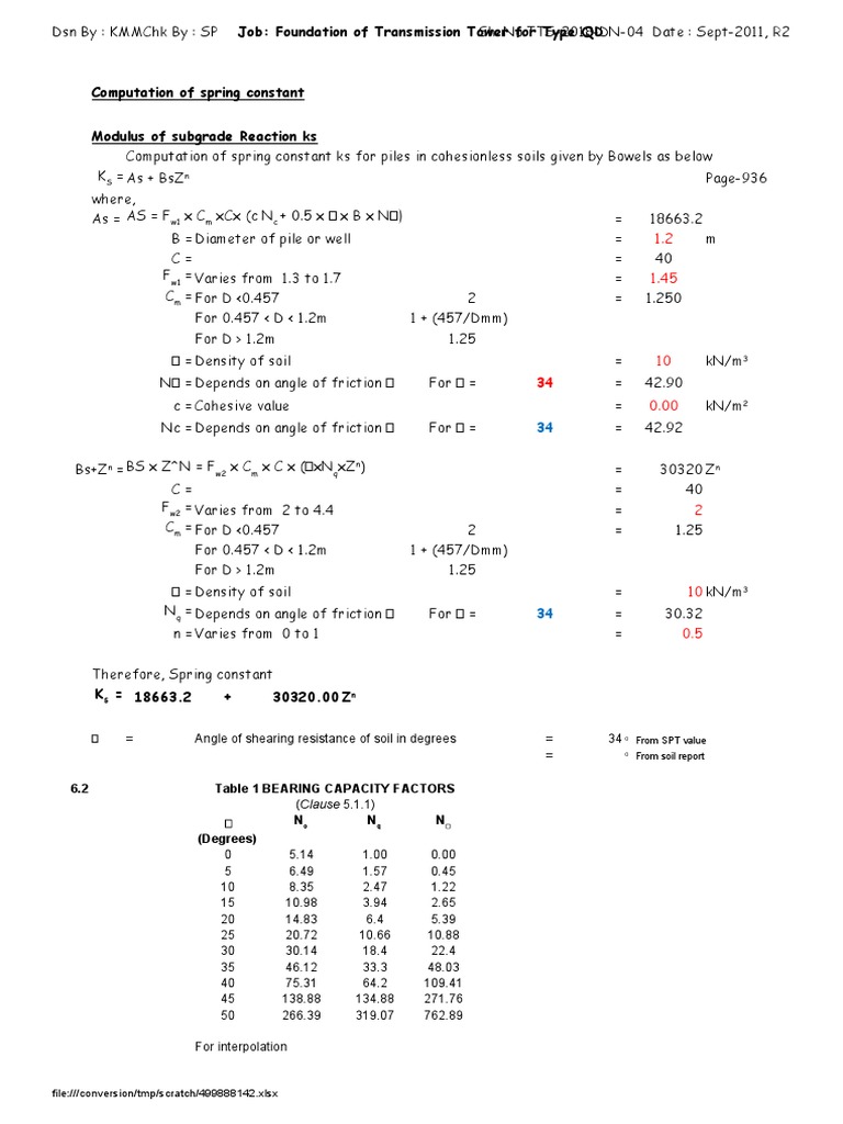 Spring Coefficient Calculation | PDF | Solid Mechanics | Civil Engineering