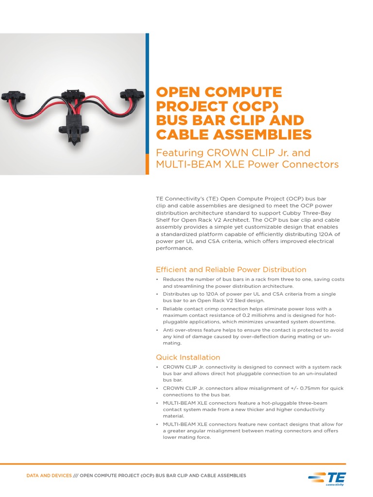 Open Compute Project (Ocp) Bus Bar Clip and Cable Assemblies | PDF