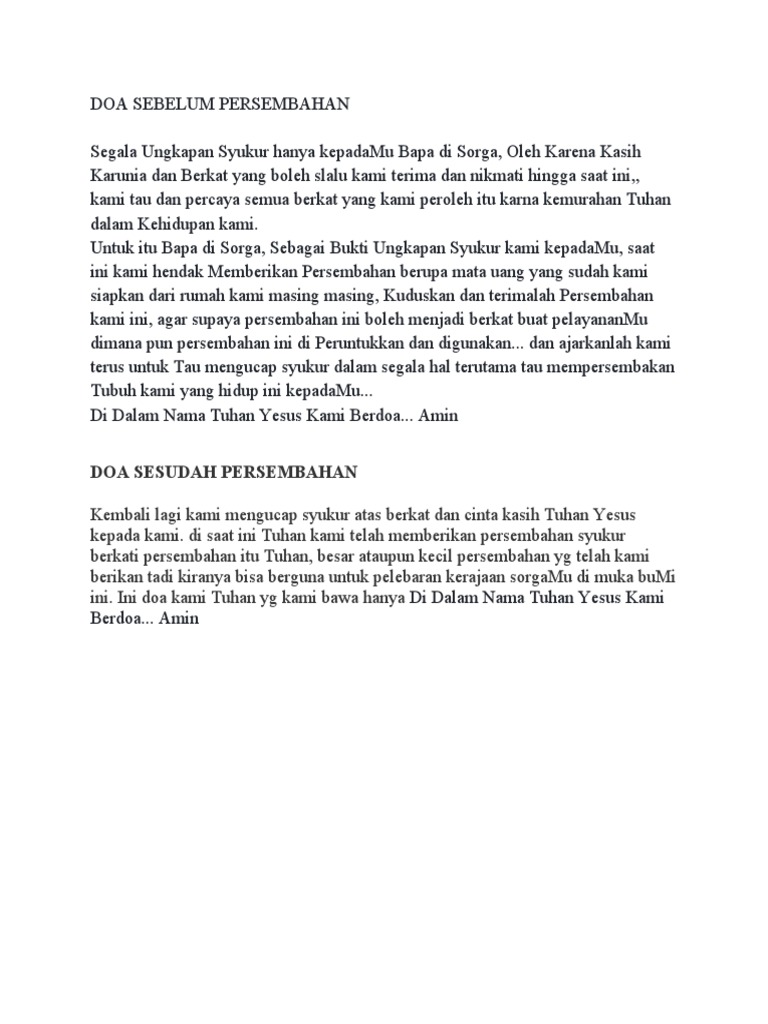 Doa Sebelum Persembahan | PDF