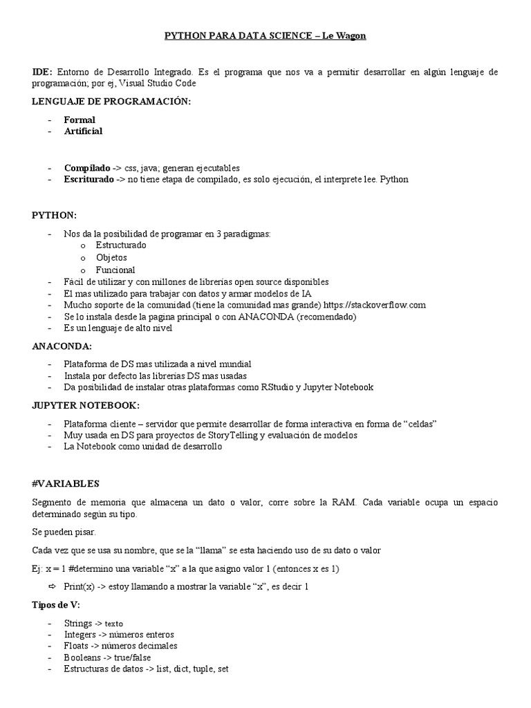 Python para Data Science | PDF | Lenguaje de programación | Python ...