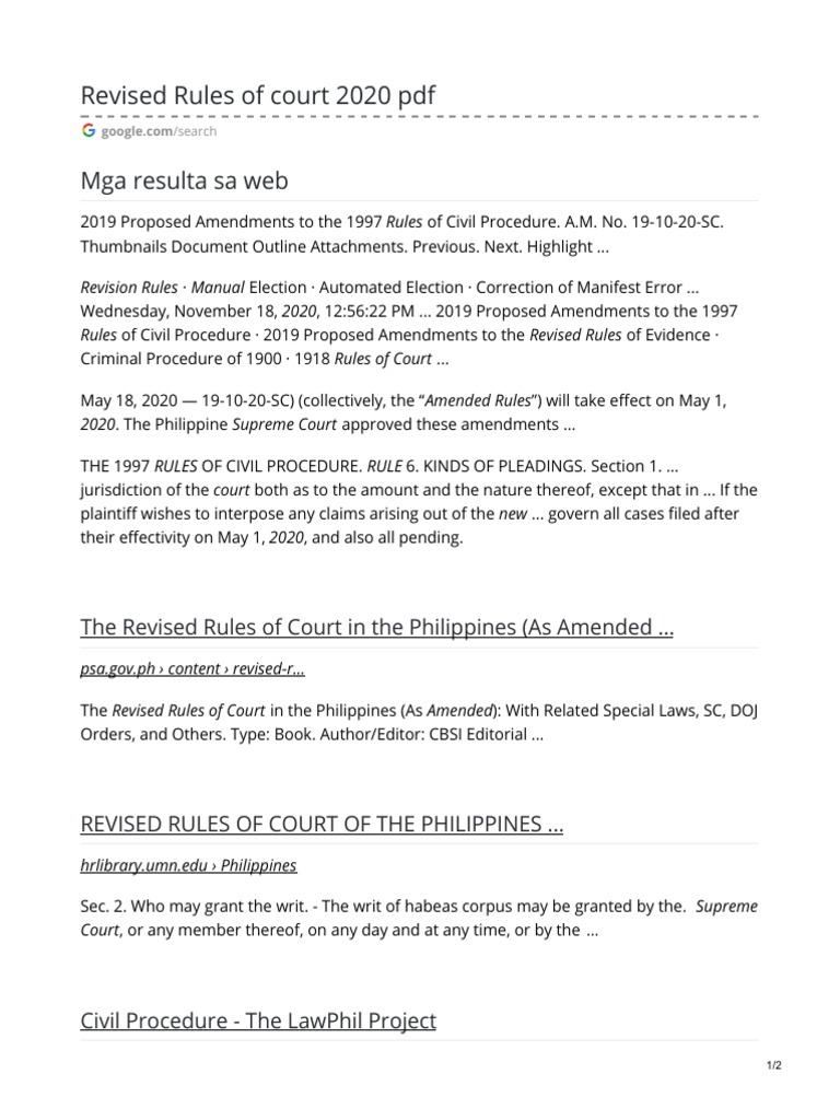 Revised Rules of Court 2020 PDF: Mga Resulta Sa Web | PDF