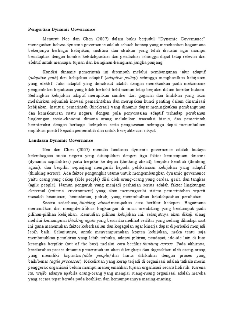 Pengertian Dan Landasan Dynamic Governance | PDF