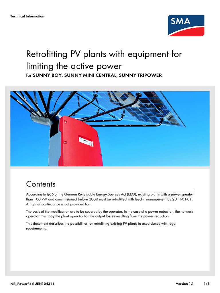 Retrofitting PV Plants With Equipment For Limiting The Active Power ...
