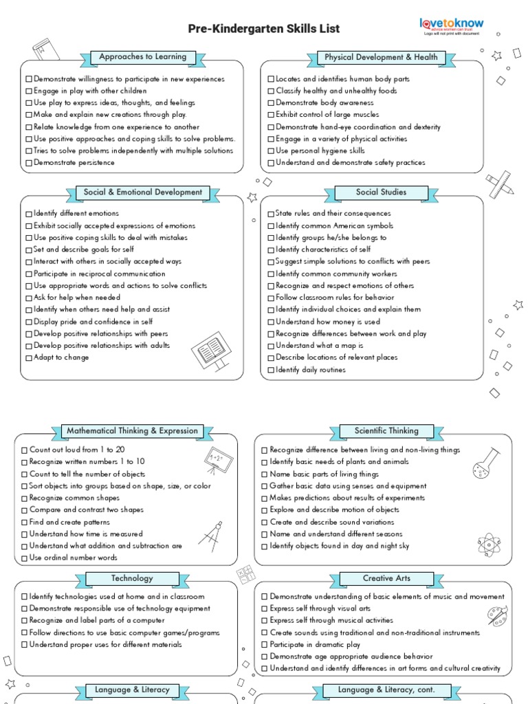Essential Skills for Pre-K Success: A Comprehensive List of Pre ...