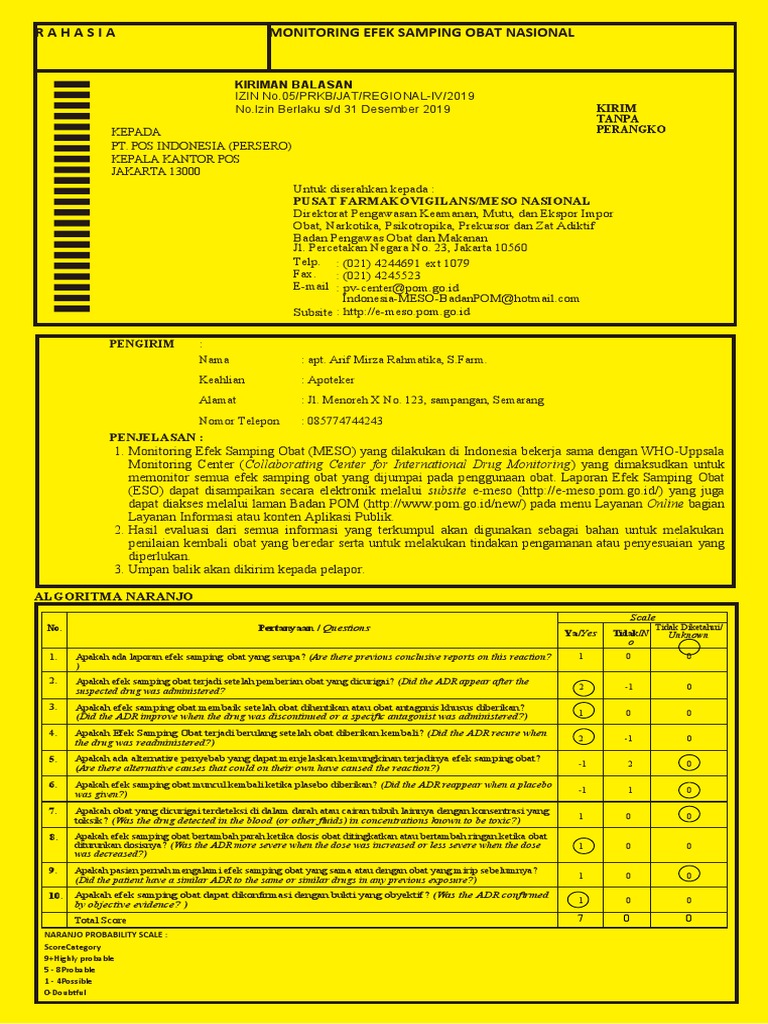 Form Kuning MESO 2020 Arif Mirza R | PDF