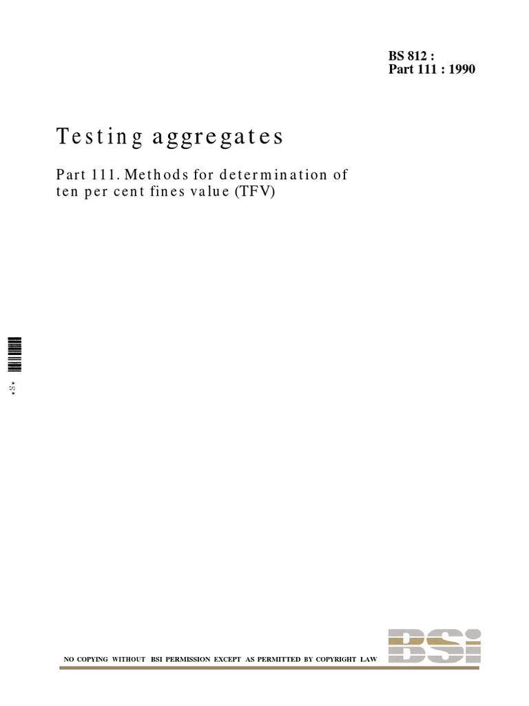 Bs 812-Part 111-90 Ten Per Cent Fines Value (TFV) PDF | PDF