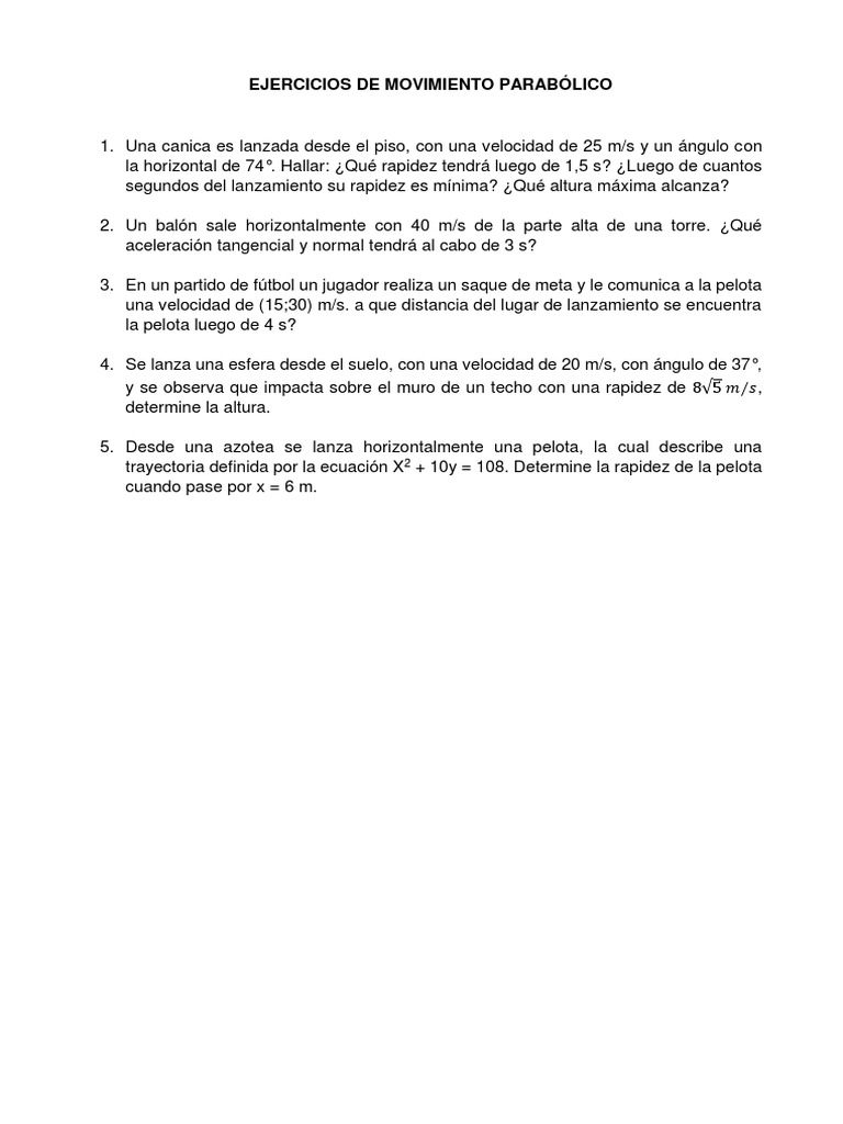 Ejer Resuel Mov Parabolico | PDF