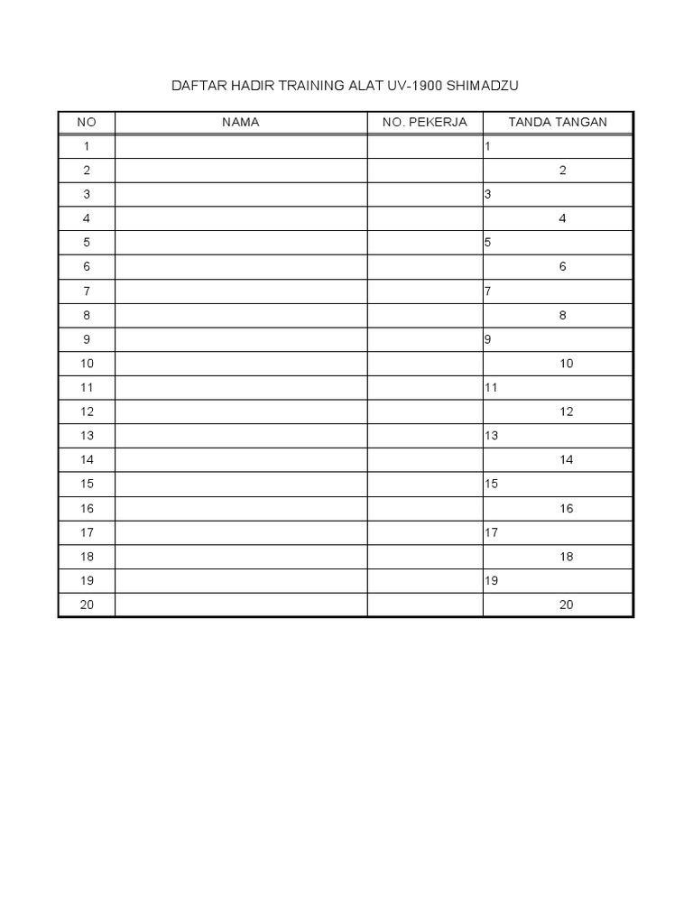 Absensi Training | PDF
