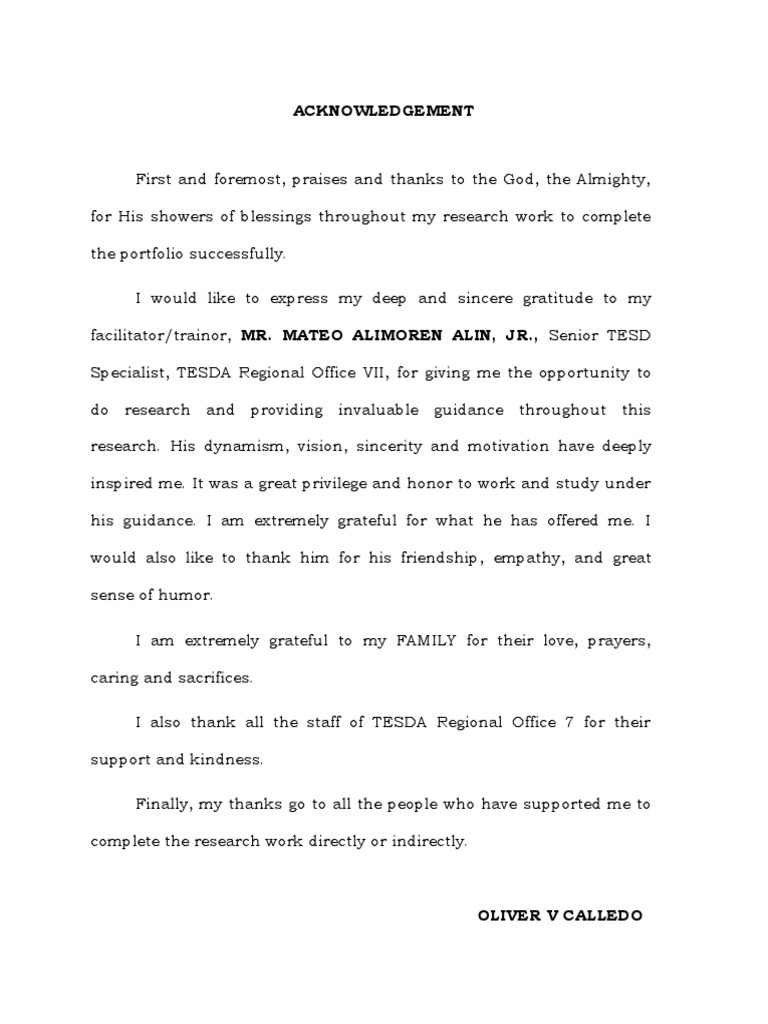 Acknowledgement Sample 02 | PDF