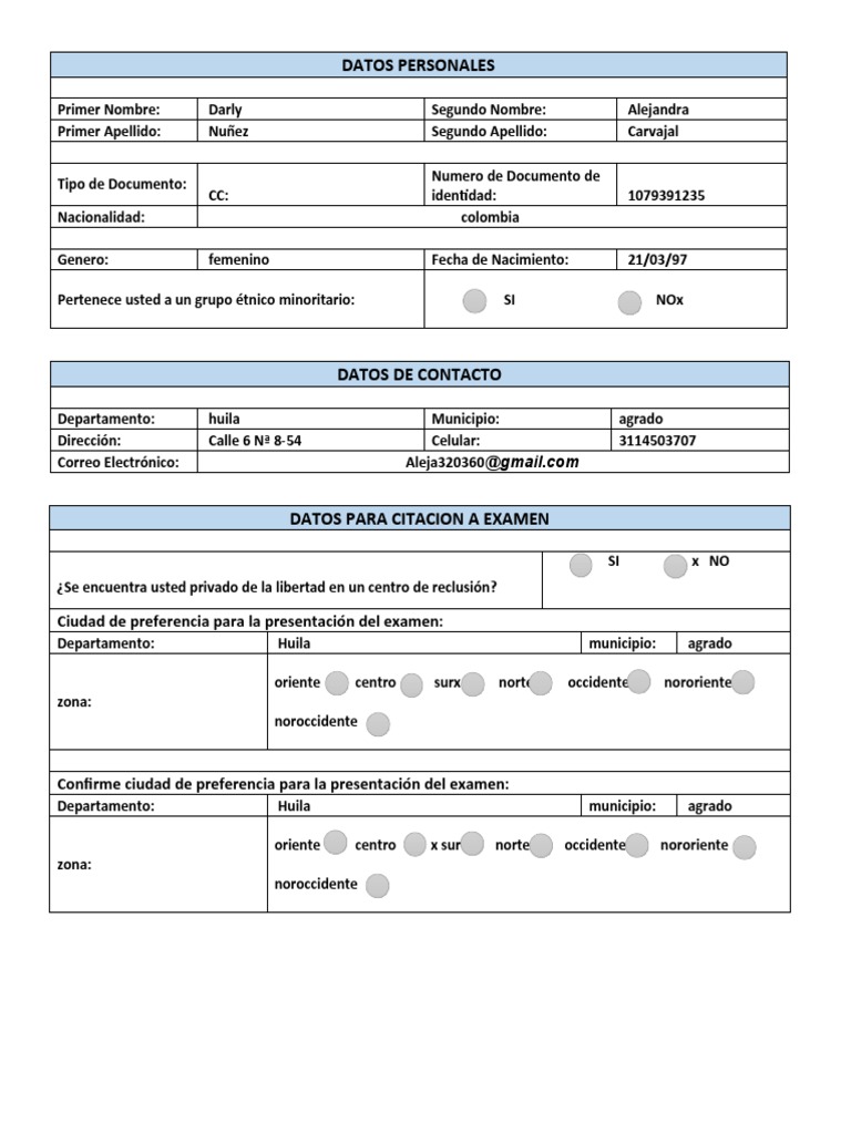 Formulario Prueba Icfes | PDF | Prueba / examen