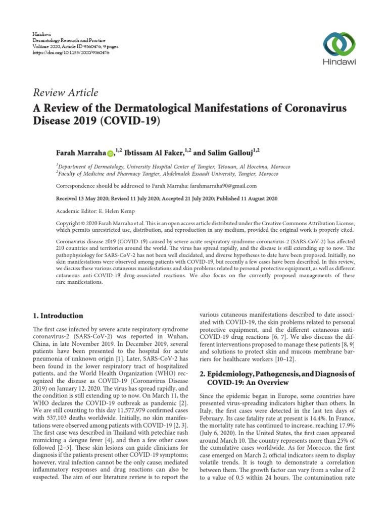 Cutaneous Manifestation Covid 19 | PDF | Infection | Medical Specialties