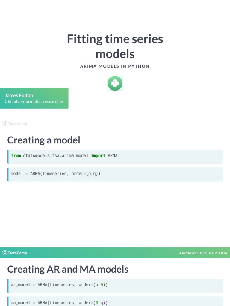 ARIMA Models in Python Chapter2 | PDF | Autoregressive Integrated Moving Average | Regression ...