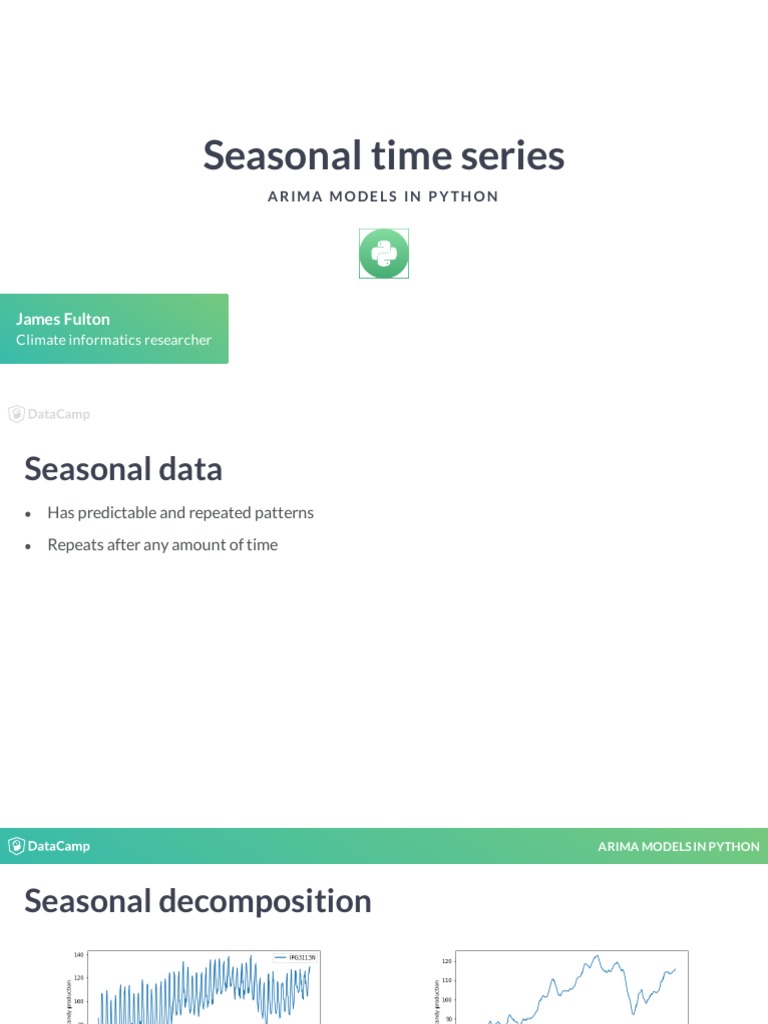 ARIMA Models in Python Chapter4 PDF | PDF | Autoregressive Integrated Moving Average ...