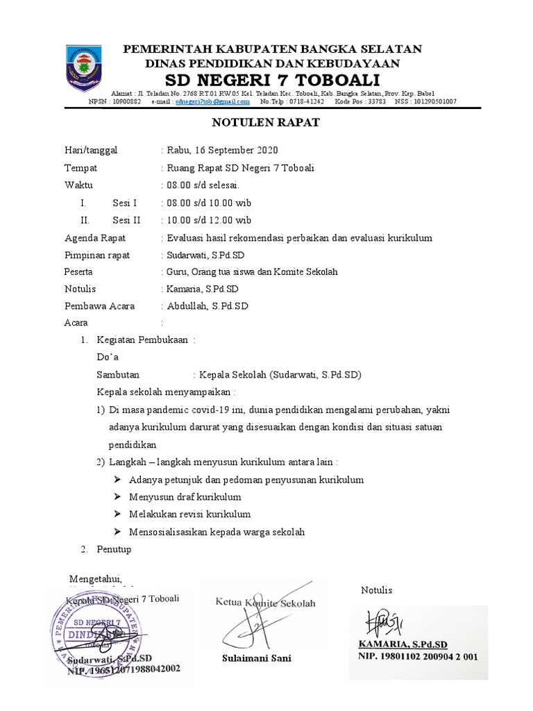 Notulen Rapat Evaluasi Hasil Perbaikan | PDF