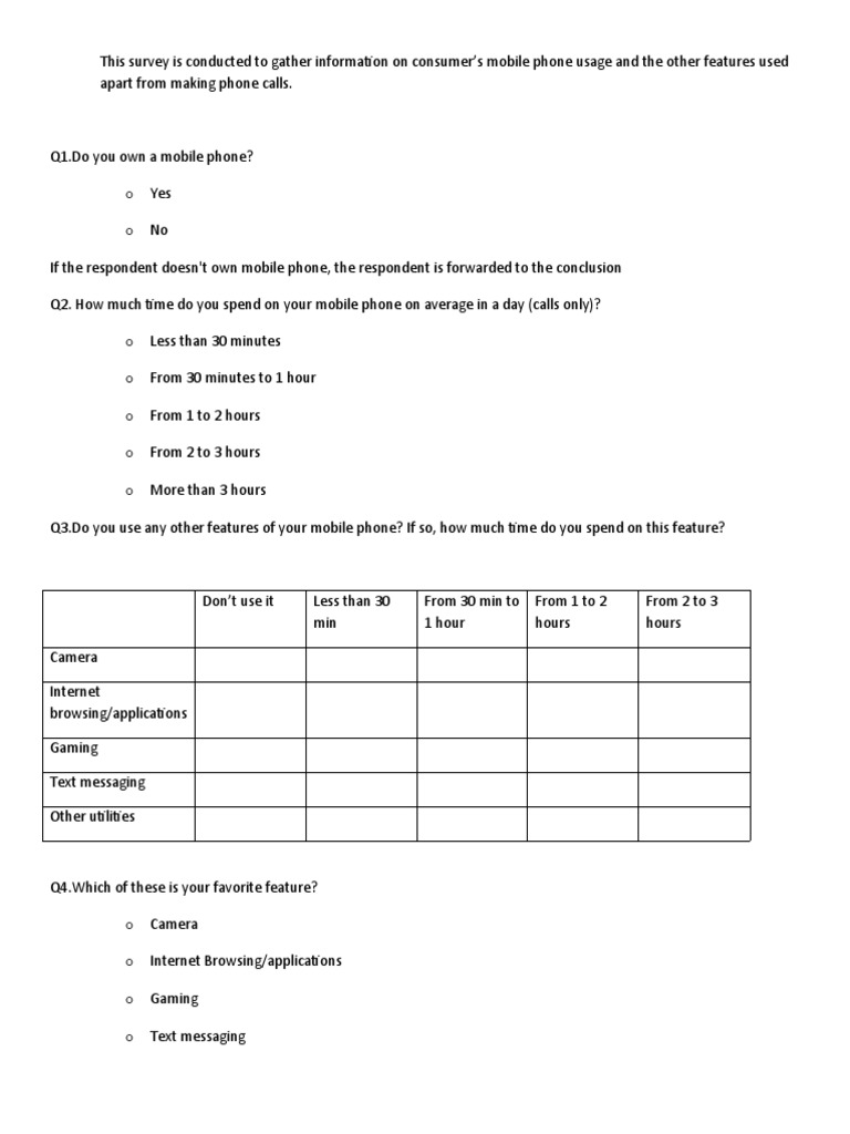 Questionnaires | PDF | Smartphone | Mobile Phones