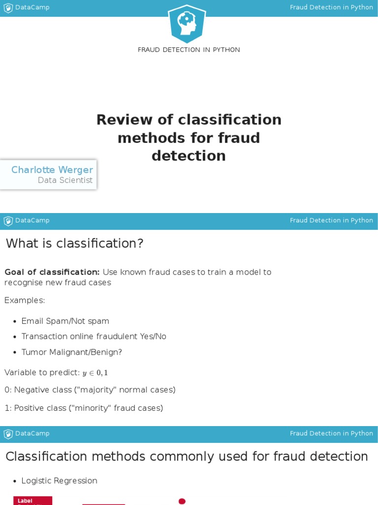 Fraud Detection In Python Chapter2 Pdf Statistical Classification Analysis