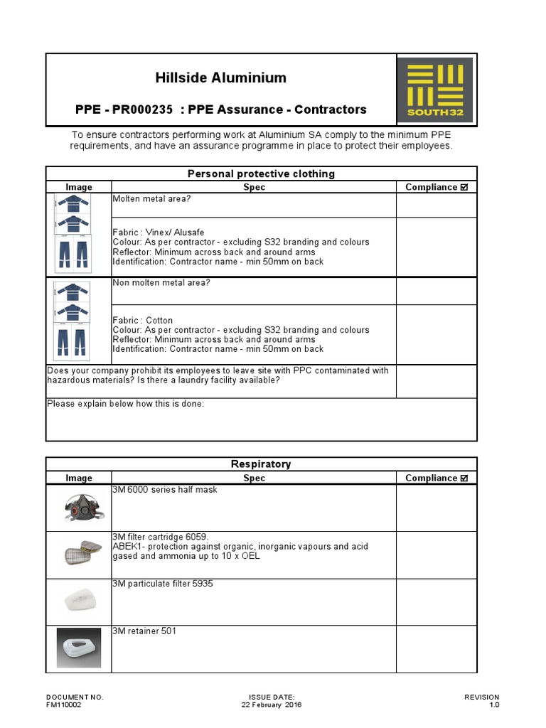 Hillside Aluminium PPE Assurance Guide | PDF | Personal Protective ...