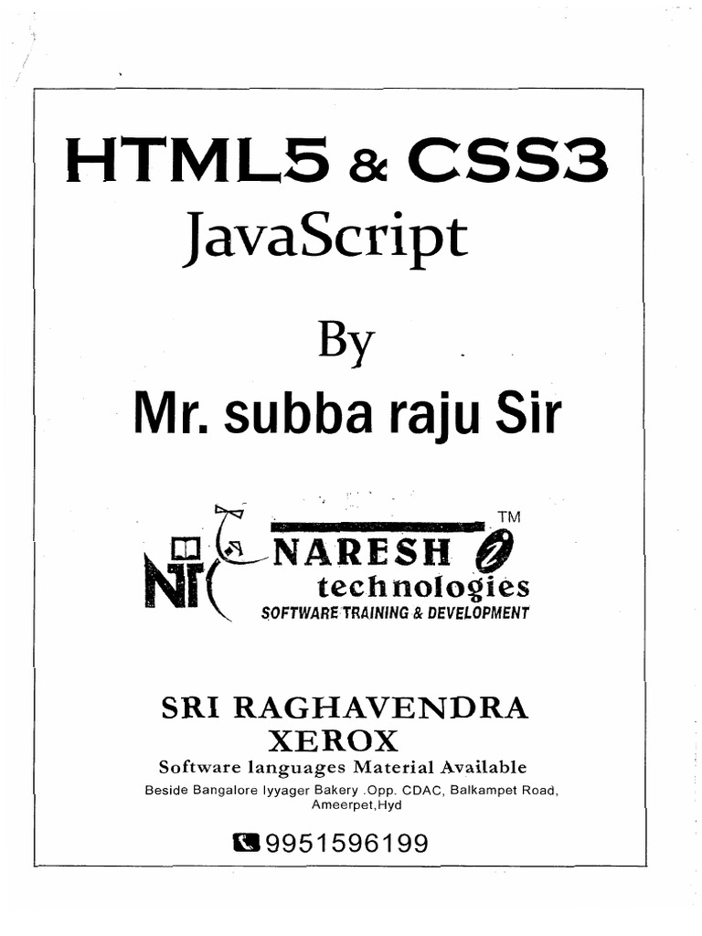 Subba Raju Sir (HTML 5) PDF | PDF