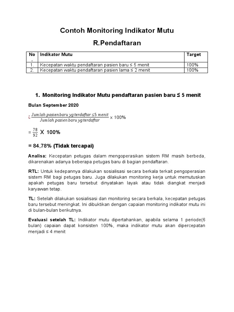 Contoh Monitoring Indikator Mutu | PDF