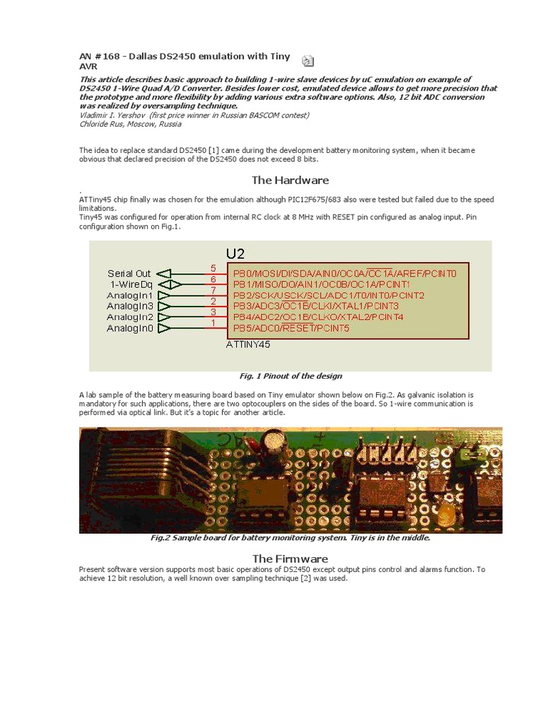 Dallas DS2450 Emulation With Tiny AVR | PDF | Analog To Digital ...