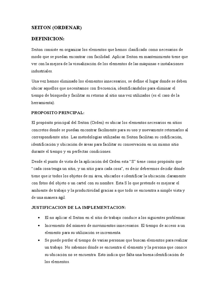 Seiton: Estrategia de Orden y Eficiencia | PDF | Informática y ...