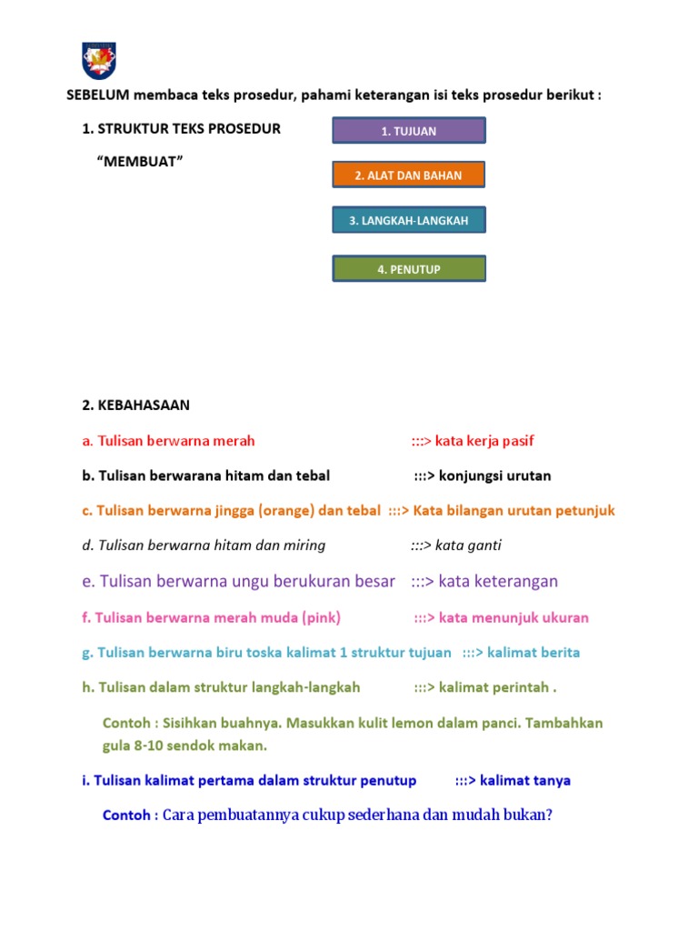 Contoh Teks Prosedur Beserta Struktur Dan Kebahasaan Teks PDF | PDF