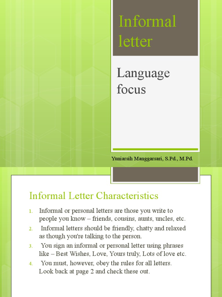 Informal Letter | PDF | Paragraph | Written Communication