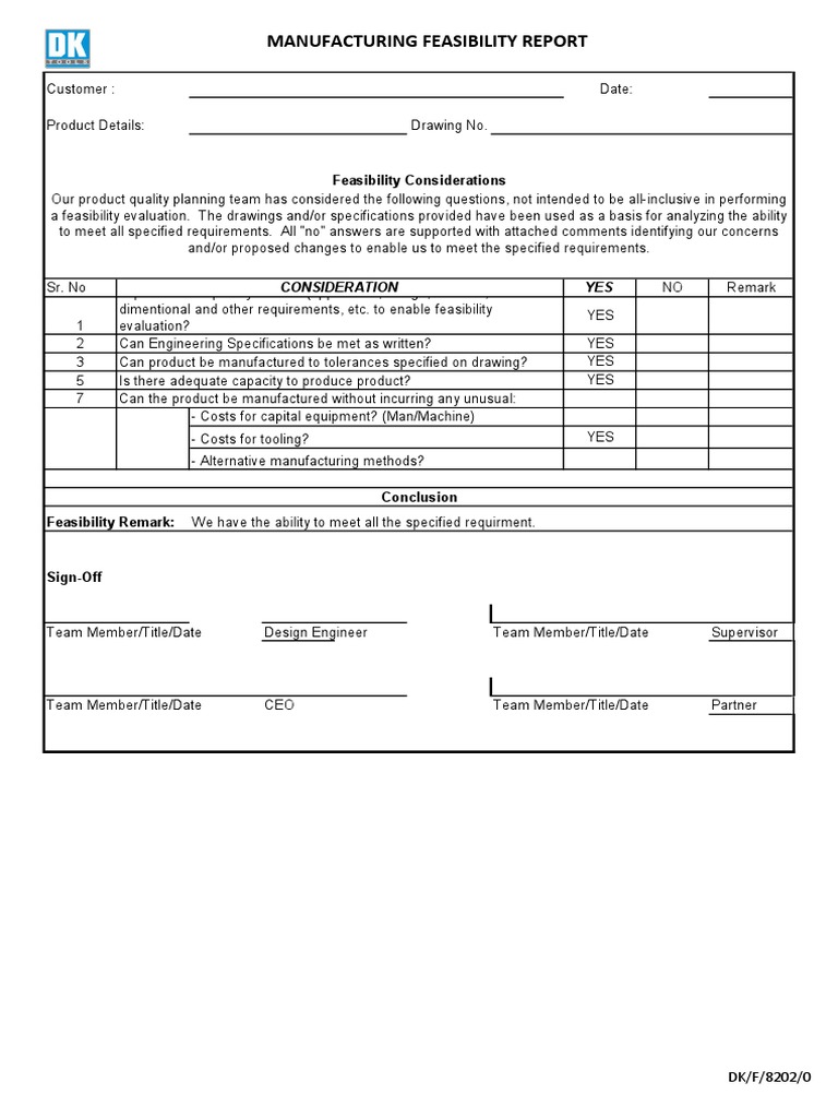 Manufacturing Feasibility Report | PDF
