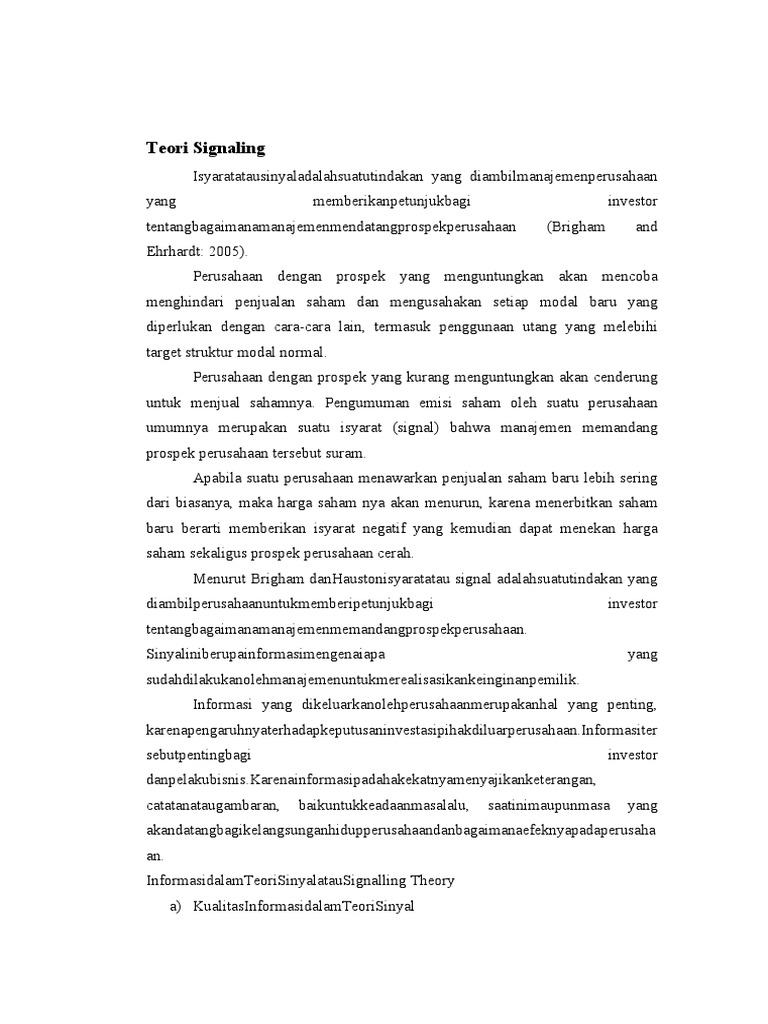 Signaling Theory | PDF