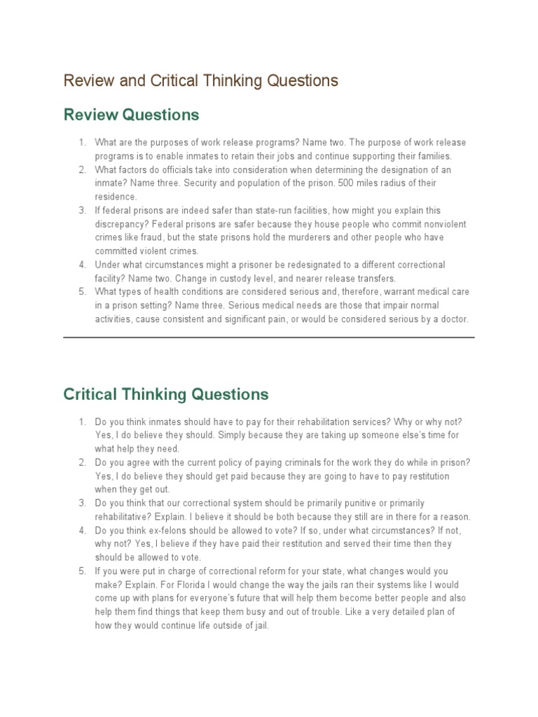 Critical Thinking on Prison Reform | PDF | Penal Imprisonment | Prison