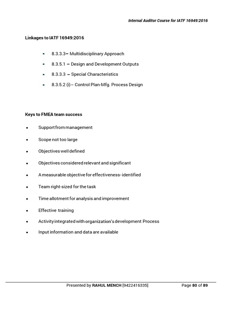 Internal Auditor Course For IATF 16949:2016 | PDF | Statistics ...