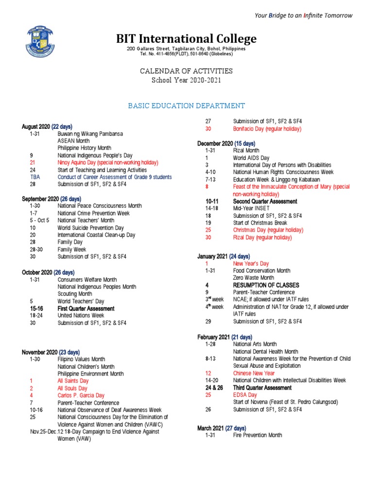 BIT International College: Basic Education Department | PDF | Philippines