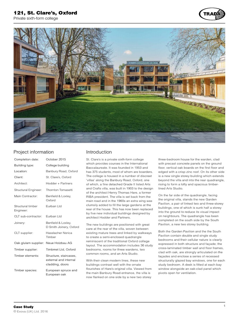 TRADA Case Study - 121 ST Clares Oxford PDF | PDF | Wall | Window