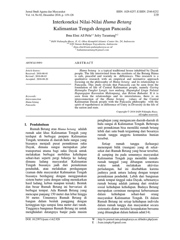 Interkoneksi Nilai-Nilai Huma Betang Kalimantan Te PDF | PDF